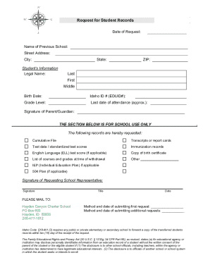 Fillable Online Sample Student Records Request Fax Email Print - pdfFiller