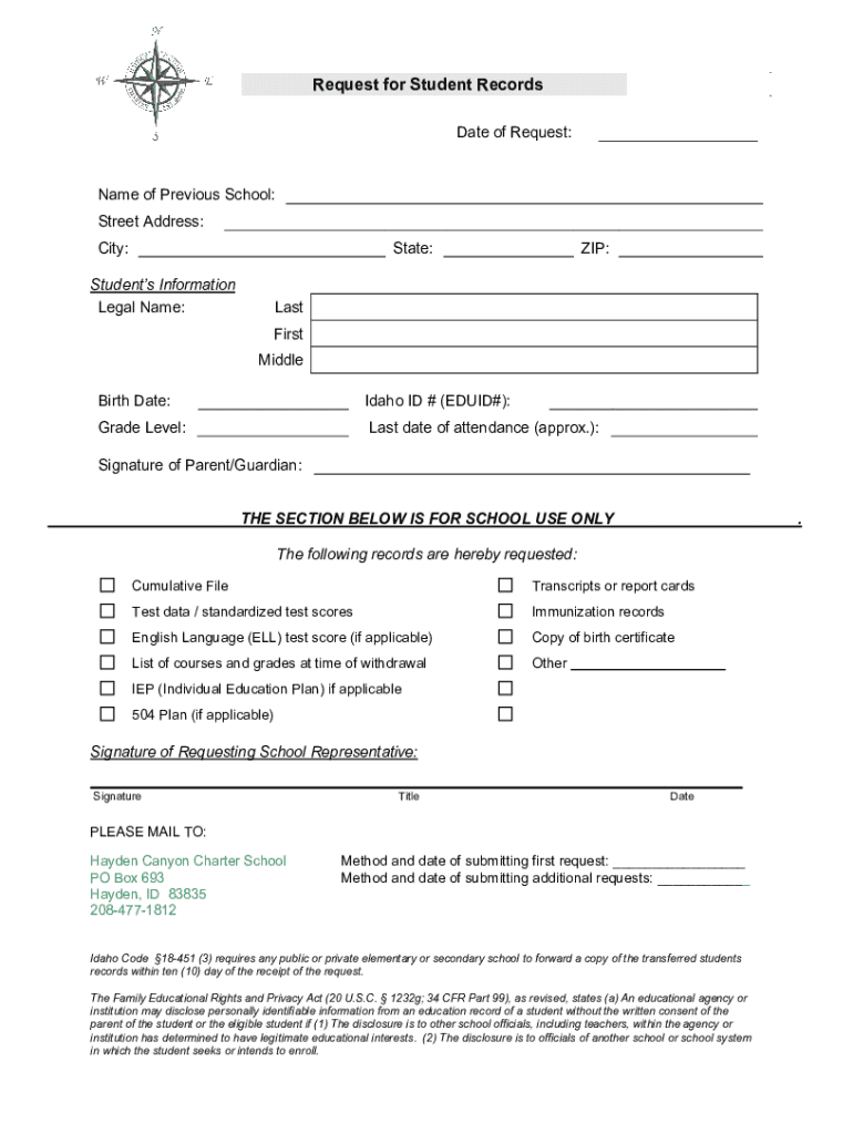 Fillable Online Sample Student Records Request Fax Email Print - pdfFiller