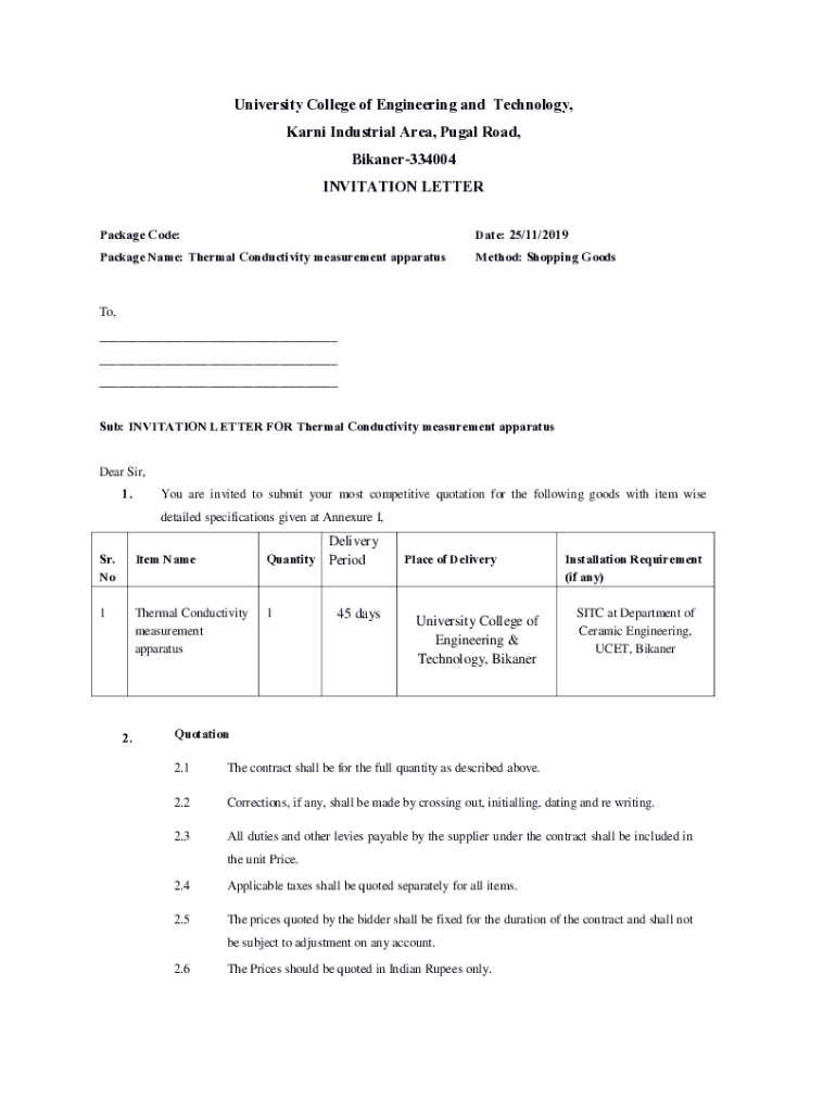 Fillable Online cet-gov ac Notice Inviting Bids/Quotations Fax Email ...