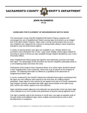 GUIDELINES FOR PLACEMENT OF NEIGHBORHOOD WATCH SIGNS Doc Template ...