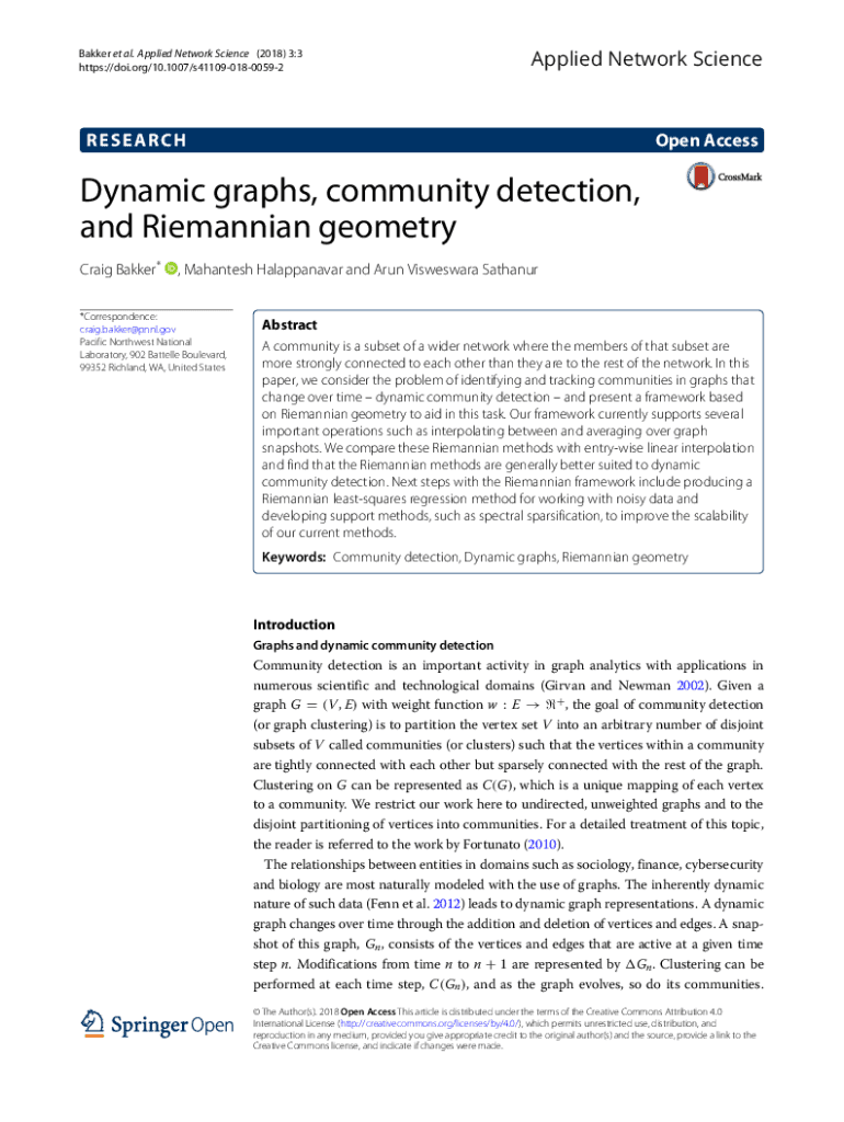 Fillable Online Dynamic Graphs Community Detection And Riemannian Geometry Appl Netw Sci Doi