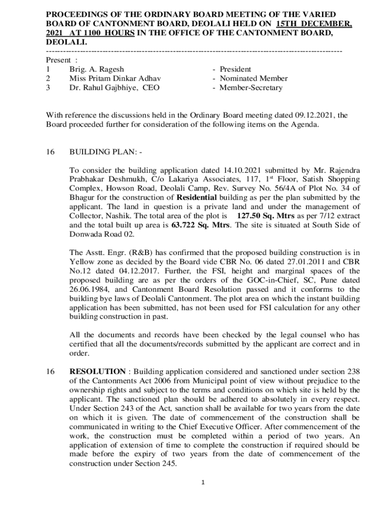 Fillable Online Deolali Cantonment Board Plans Anti-encroachment Drive ...