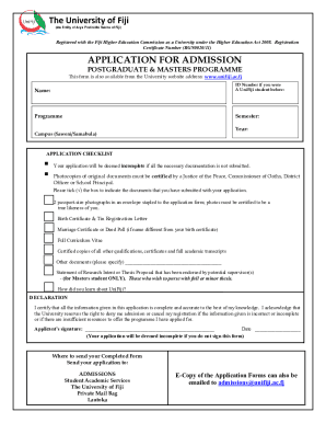 Fillable Online Postgraduate & Master Application Form Fax Email Print ...