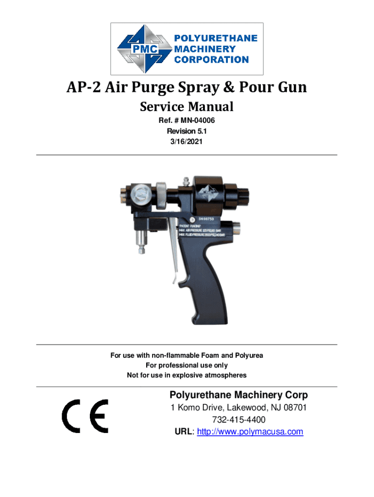 Fillable Online PMC Xtreme Air Purge Spray and Pour Gun Service Manual ...