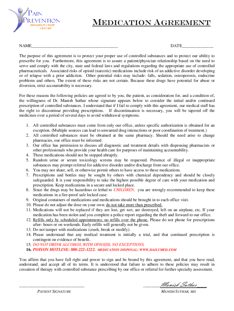 Fillable Online Date:Prescription Agreement Form Fax Email Print ...