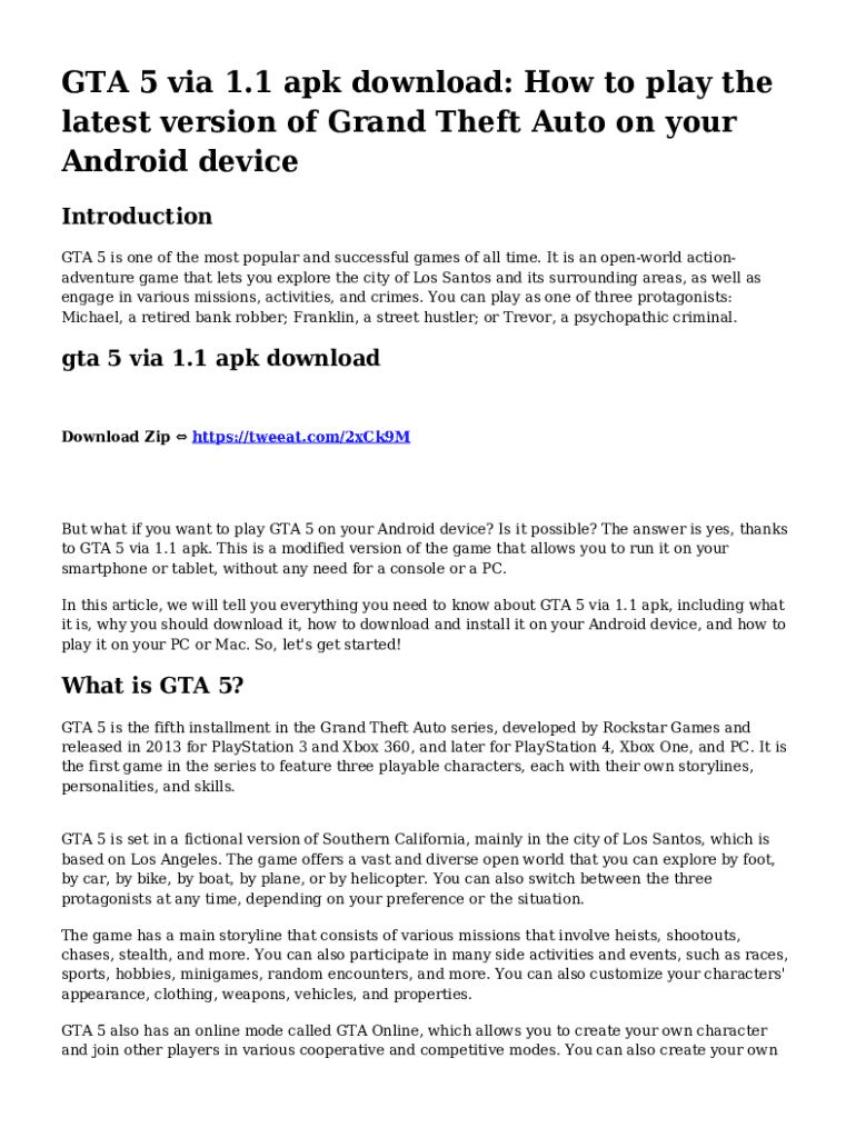 Fillable Online GTA 5 Mobile APK Download : GTA 5 Android Official App ...