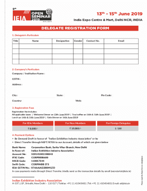 Fillable Online IEIA 2018Delegate Registration Form Fax Email Print ...