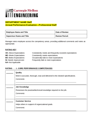Professional Staff Evaluation - engineering cmu Doc Template | pdfFiller