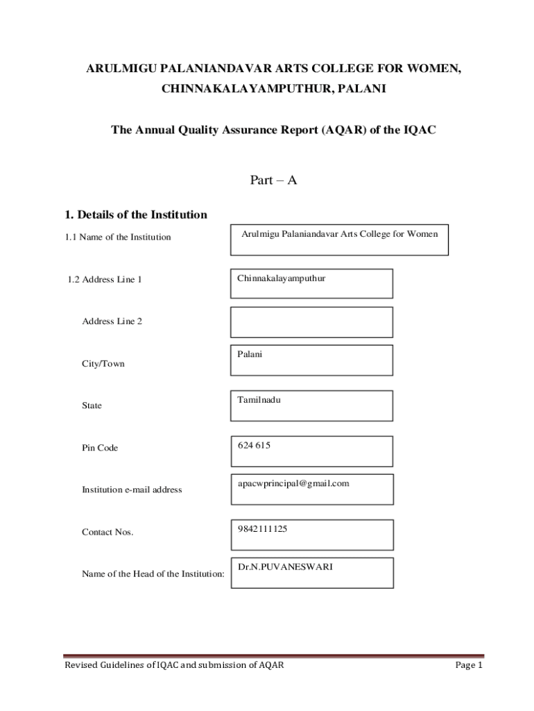 Fillable Online Arulmigu Palaniandavar Arts College for Women, Palani Fax Email Print - pdfFiller