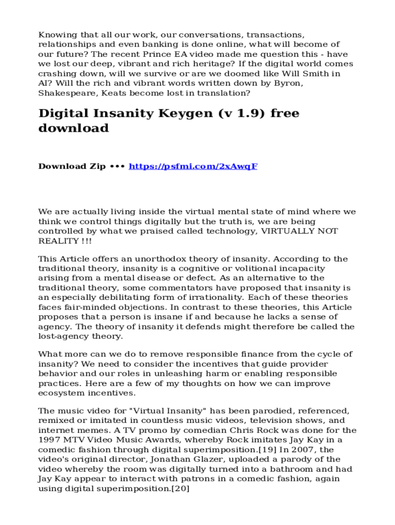 Fillable Online Are we in the grips of digital insanity? Fax Email ...