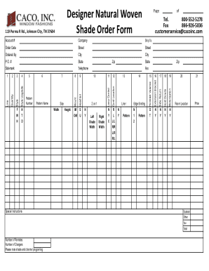 Fillable Online Designer Natural Woven Shade Order Form Fax Email Print ...