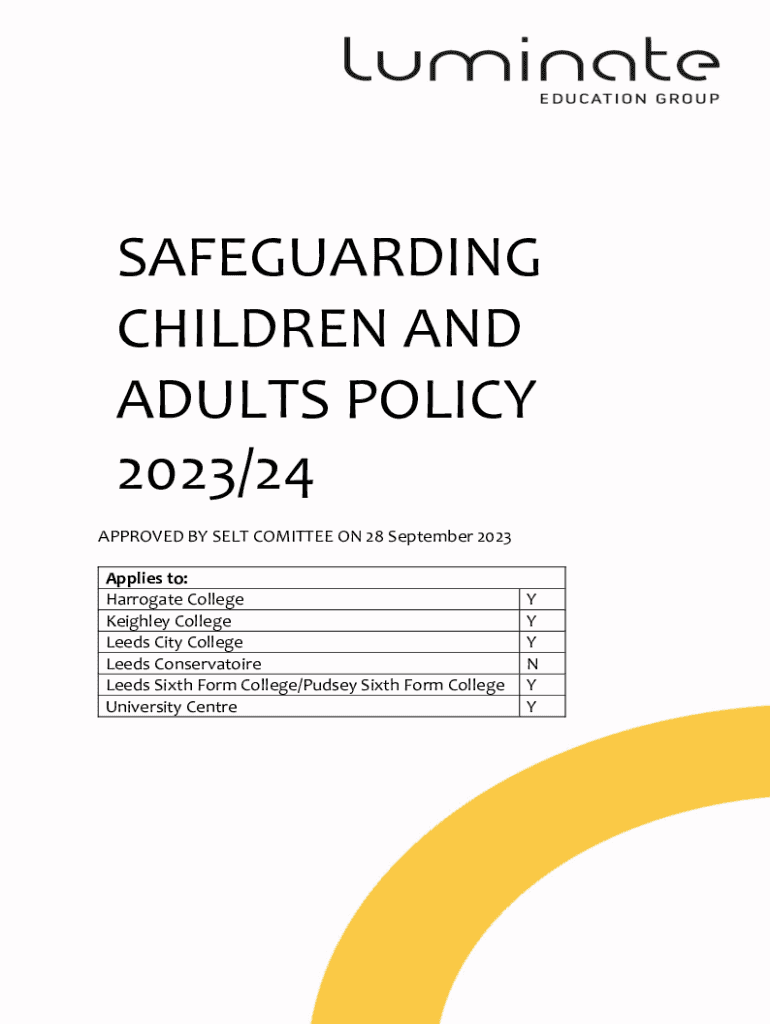 Fillable Online Safeguarding Policy Statement for Under 18s Fax Email ...