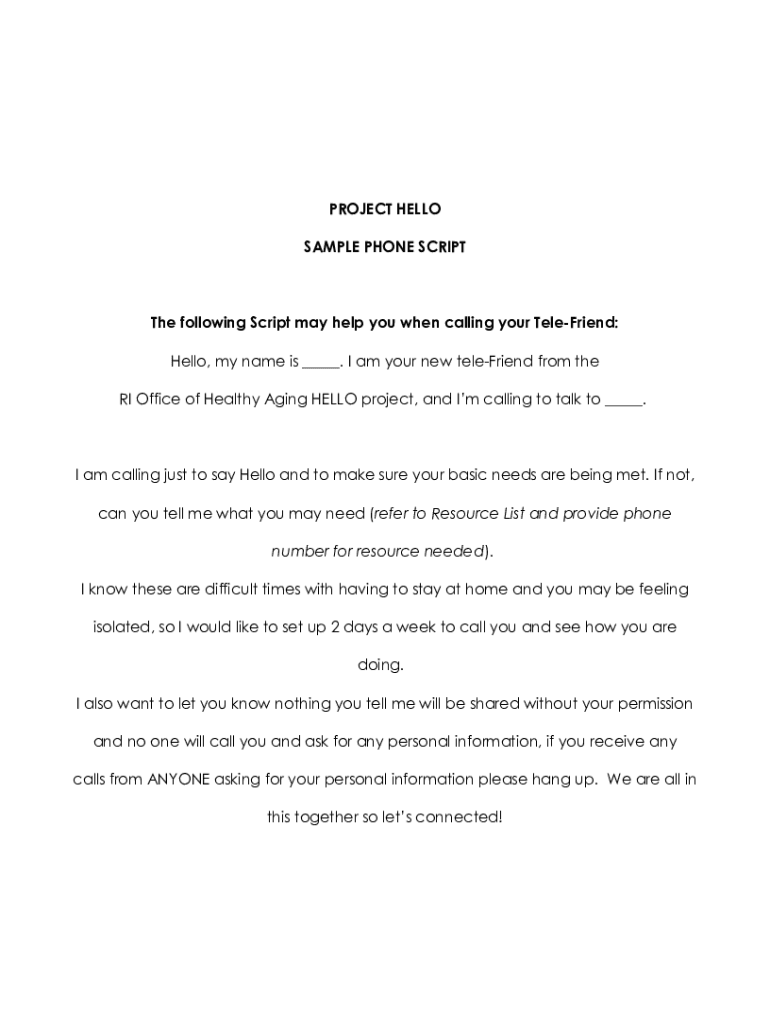 Fillable Online Example of a Telephone Script for Making Appointments ...