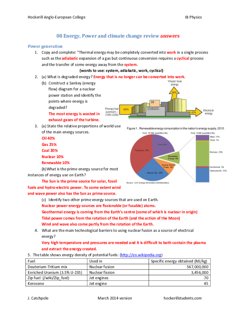 Fillable Online IB Physics Topic 8 Energy, Power and Climate Change Fax ...