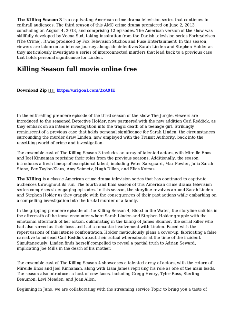 Fillable Online TV review: 'The Killing' returns with mystery, mood ...