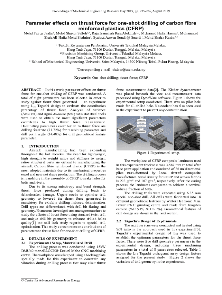 Fillable Online www3 utem edu (PDF) Parameter effects on thrust force ...