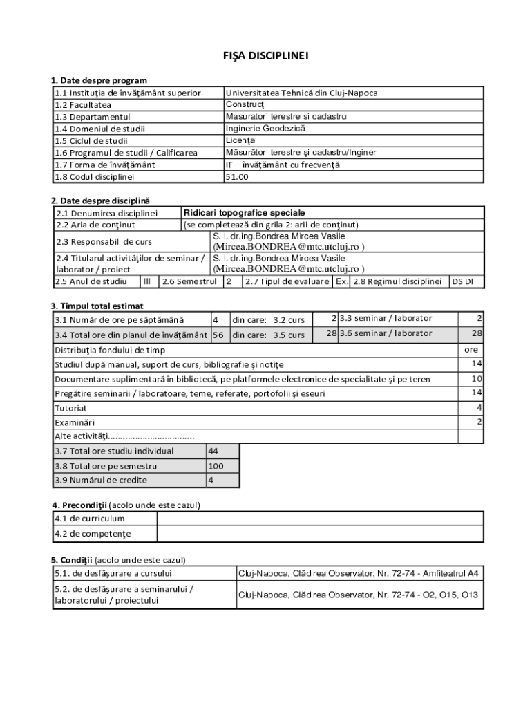 Fillable Online 2 Aria de coninut Fax Email Print - pdfFiller