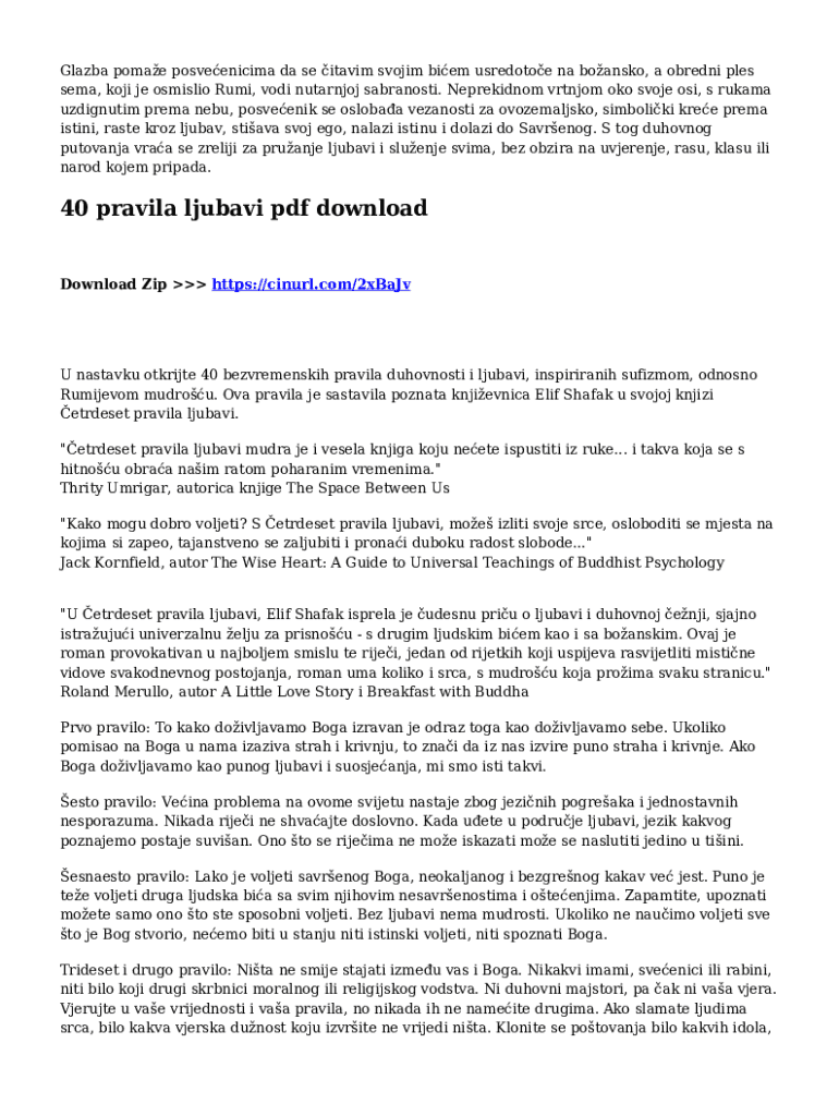 Fillable Online 40 Pravila Ljubavi Pdf Download Fax Email Print - pdfFiller