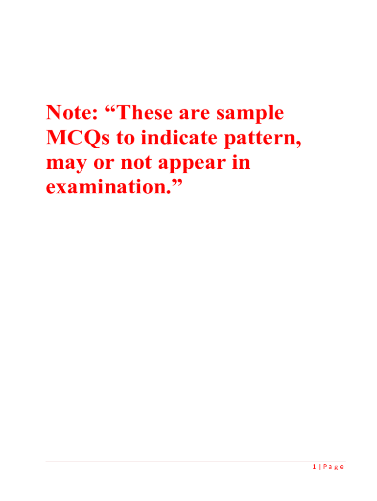 Fillable Online mctrgit ac These are sample MCQs to indicate pattern, may or not ... Fax Email ...