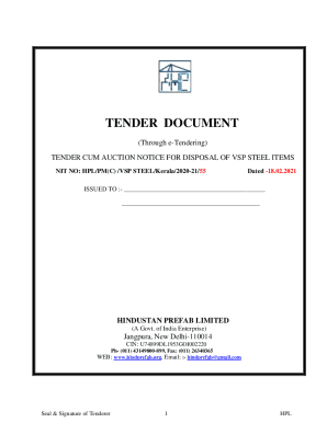 Fillable Online HINDUSTAN PREFAB LIMITED - Tender Document Fax Email ...