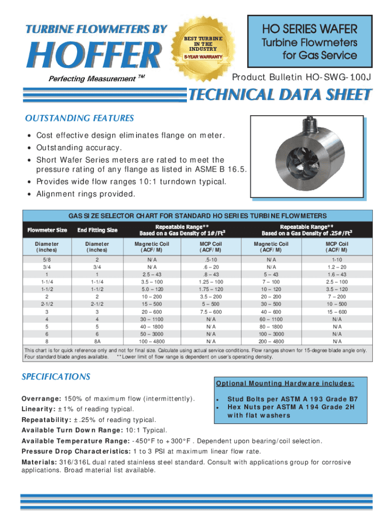 Fillable Online Turbine Flow MetersMeasuring Liquid and Gas Flow Fax Email Print - pdfFiller