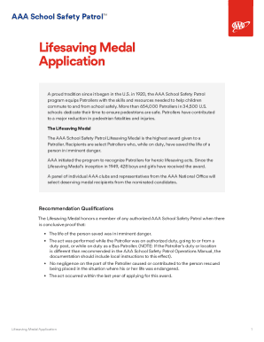 Fillable Online Lifesaving Medal Application Fax Email Print - pdfFiller