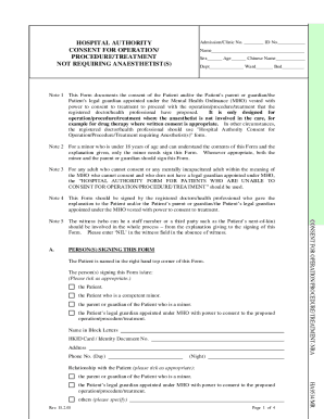 Fillable Online HOSPITAL AUTHORITY CONSENT FOR OPERATION Fax Email ...