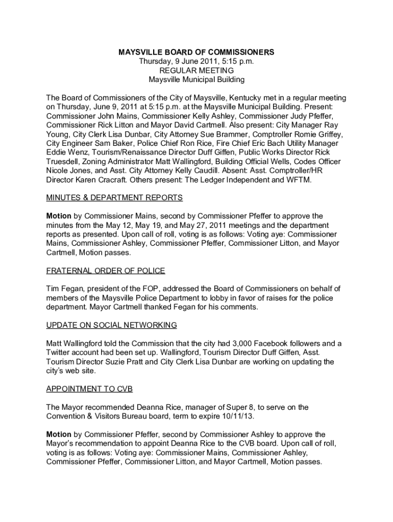 Fillable Online City Engineer Sam Baker, Police Chief Ron Rice, Fire ...