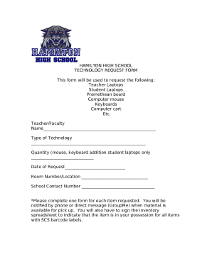 Technology Request - Hamilton High School. ... Doc Template | pdfFiller