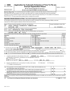 Fillable Online Form 990 - Filing an Extension Form 8868 Fax Email ...