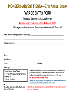 Fillable Online Parade Entry Form - Fort Scott Fax Email Print - pdfFiller
