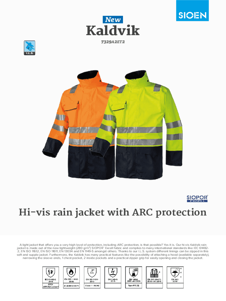 Fillable Online SIOEN Kaldvik Hi-vis rain jacket with ARC protection ...