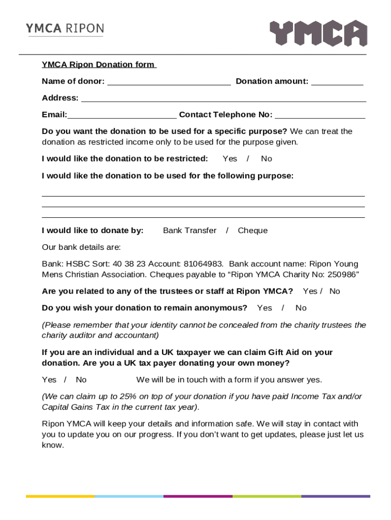 Donate to the YMCA - A Leading Nonprofit Organization Doc Template | pdfFiller