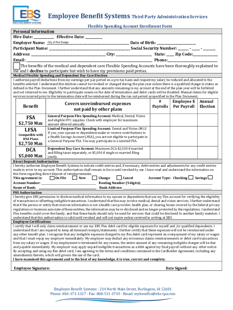 Fillable Online Document Center - EBS Flex Spending Enrollment Form Fax ...