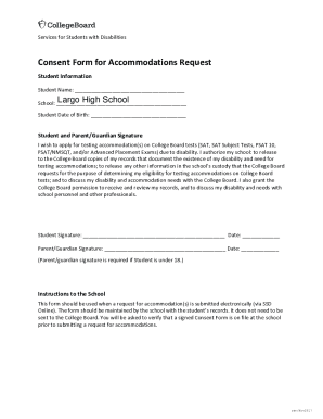 Fillable Online College Board - Consent Form for Accommodations Request Fax Email Print - pdfFiller
