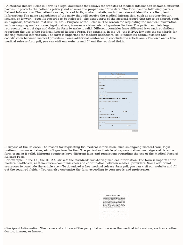 Fillable Online Medical Release Form & ExampleFree PDF Download Fax Email Print - pdfFiller