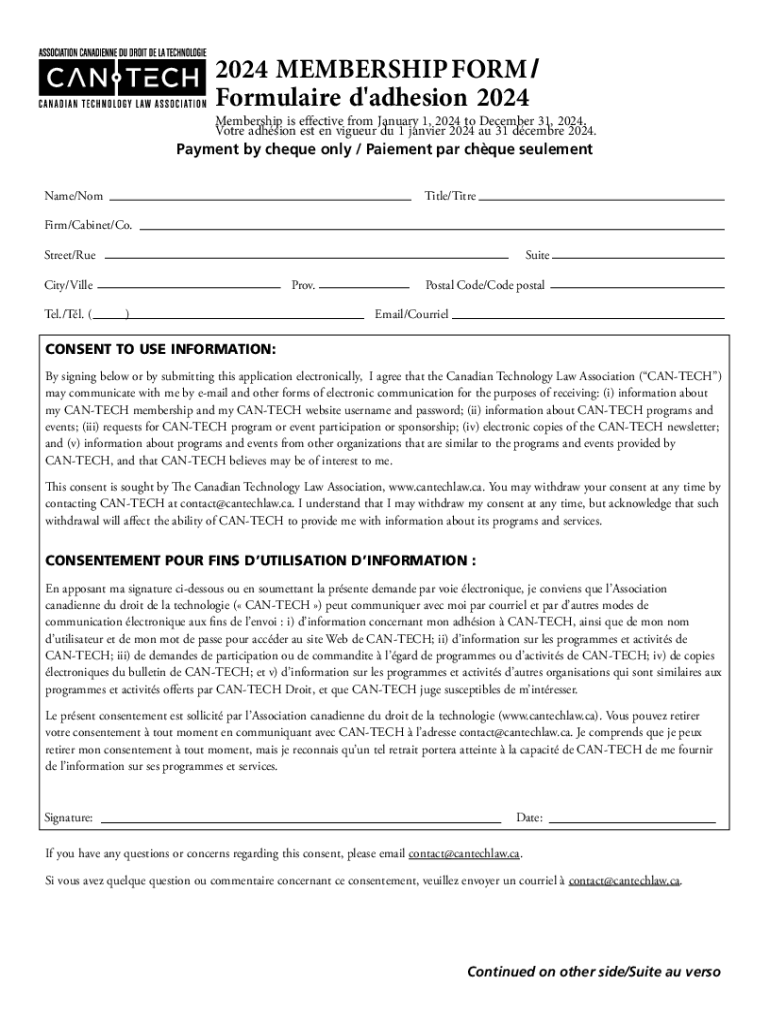 Remplissable En Ligne 2024 - membership application form - Le Groupe ...