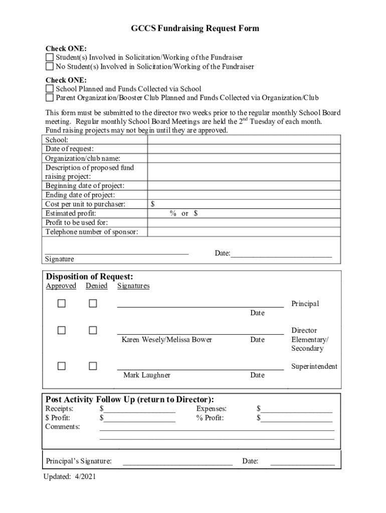 Fillable Online GCCS Fundraising Request Form Fax Email Print - pdfFiller