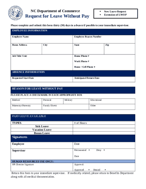 Leave Without Pay Policy - OSHR - NC.gov Doc Template | pdfFiller