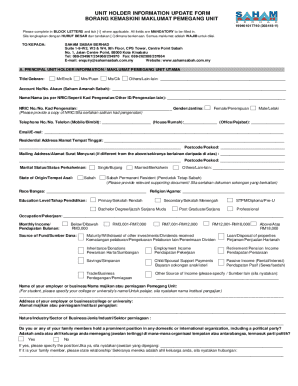Fillable Online UNIT HOLDER INFORMATION UPDATE FORM Fax Email Print - pdfFiller