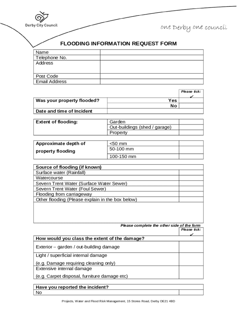 FLOODING INATION REQUEST Doc Template | pdfFiller