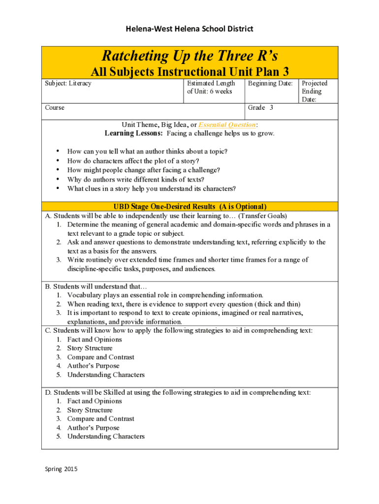 Fillable Online Lesson Plan Series Writing Unit Plans Fax Email Print ...