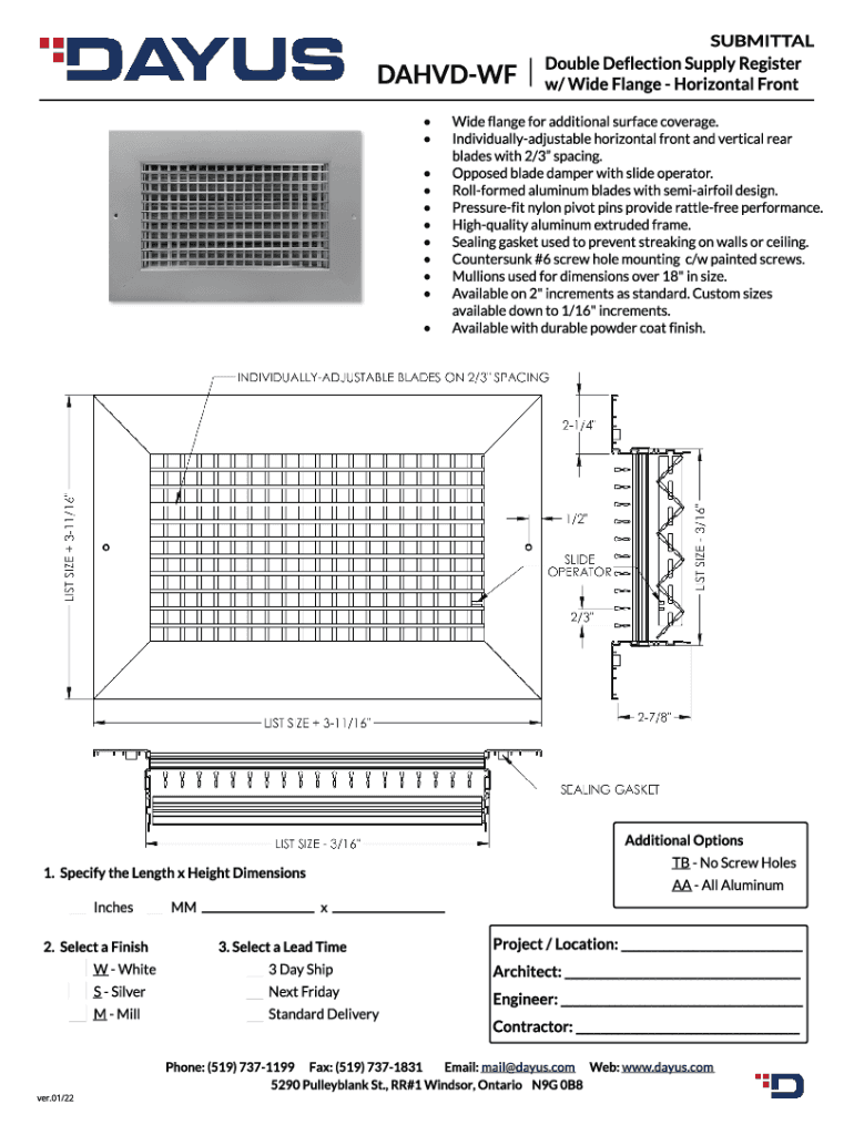 Fillable Online DAHVD-WFDouble Deflection Supply Register w Fax Email ...