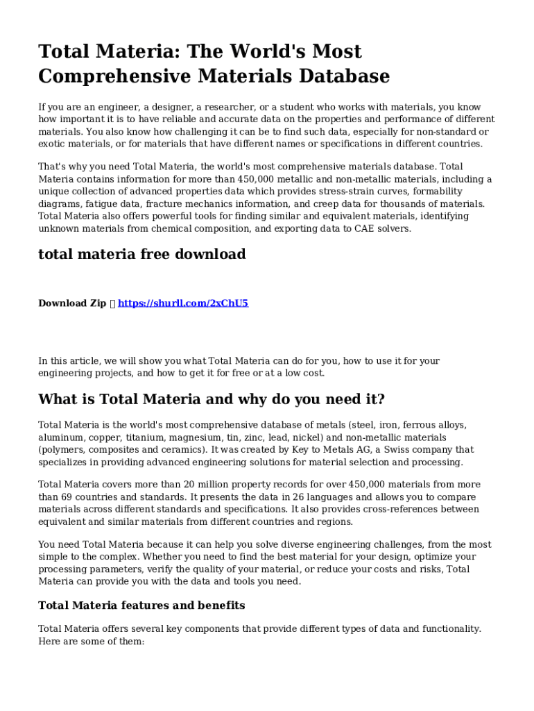 Fillable Online Total Materia - The world's most comprehensive materials ... Fax Email Print ...