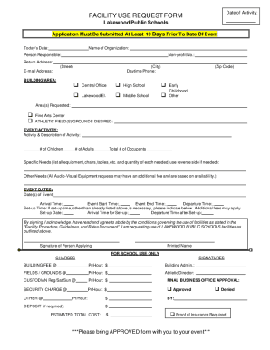 Fillable Online Lakewood Public Schools - Facility Use Request Form Fax Email Print - pdfFiller