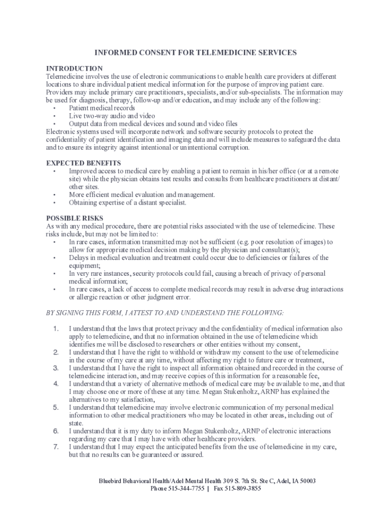 Fillable Online sample telemedicine informed consent Fax Email Print ...