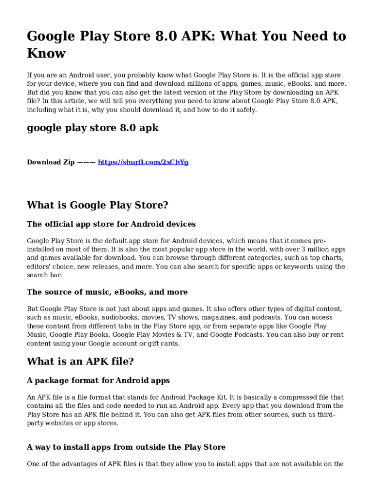 Fillable Online Google Play Store 8.0 Apk Fax Email Print - pdfFiller