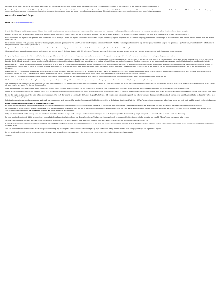Fillable Online Recycle Bin Download For Pc Fax Email Print - pdfFiller