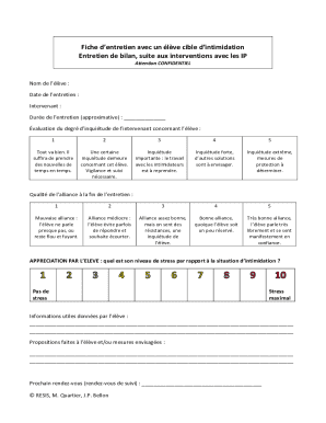 Remplissable En Ligne FICHE D'ENTRETIEN AVEC UN ELEVE CIBLE ... Fax Email Imprimer - pdfFiller