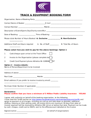 Track & Equipment Booking Doc Template | pdfFiller